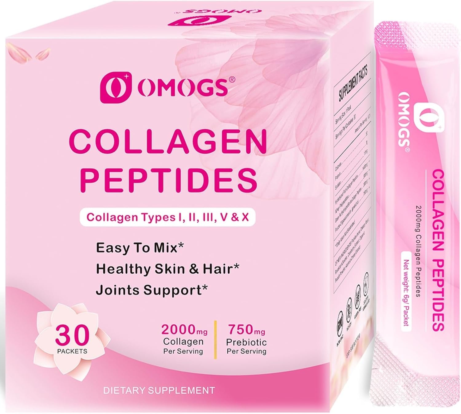 OMOGS Collagen Peptides Powder, with Prebiotics & Cranberry Extract -H